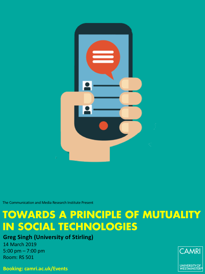 CAMRI | Towards a Principle of Mutuality in Social Technologies - CAMRI